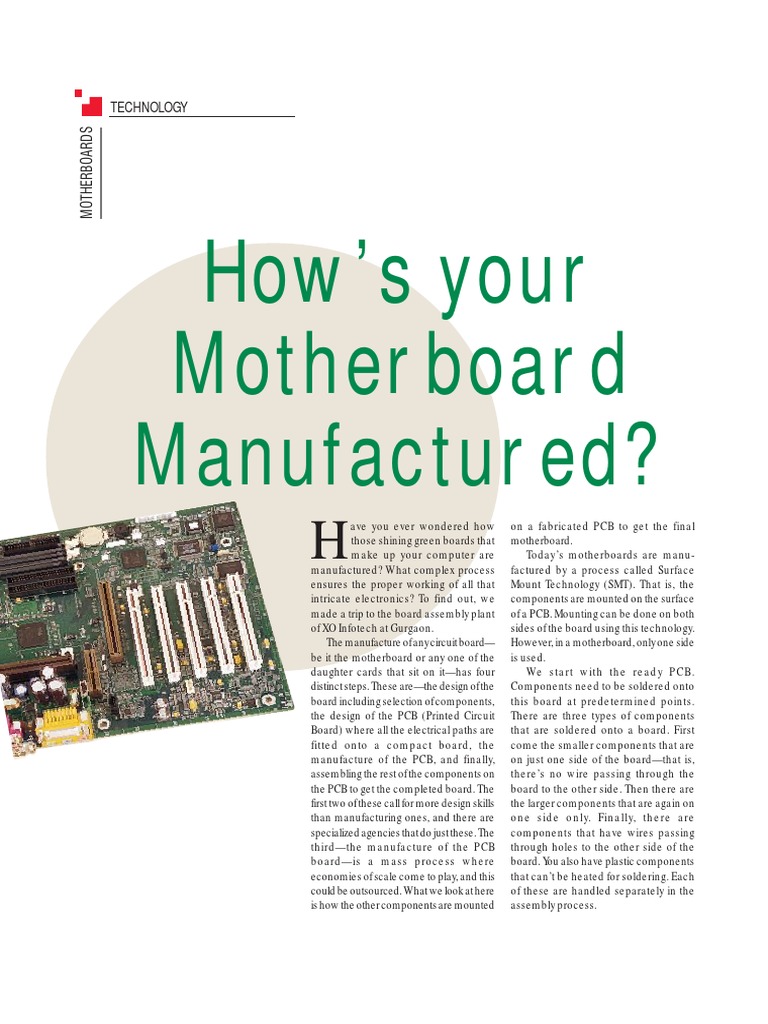 Motherboard Manufacturing Process | PDF | Printed Circuit Board | Soldering