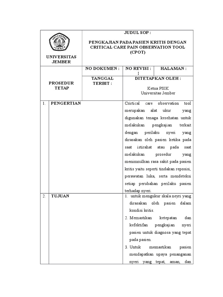Sop Cpot | PDF