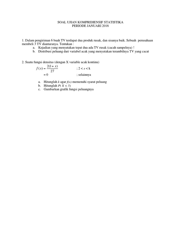 Soal Ujian Komprehensif Statistika | PDF