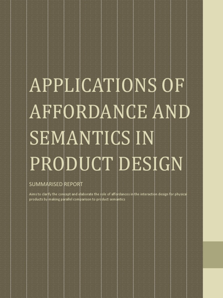 Applications of Affordance and Semantics in Product Design | PDF ...