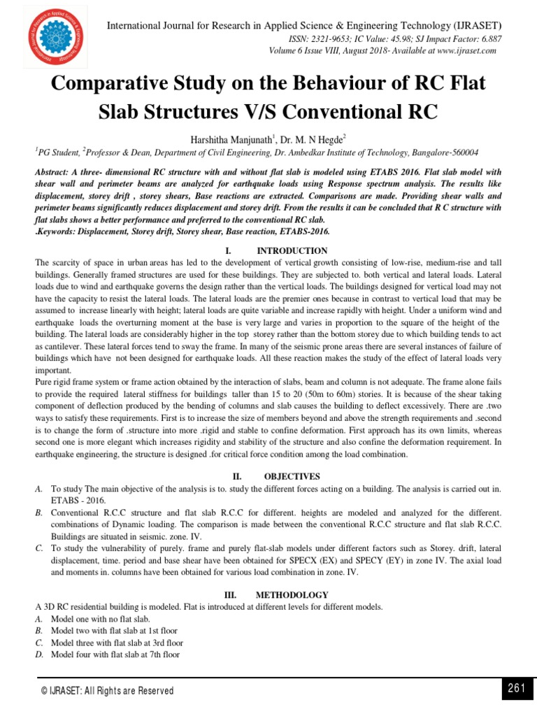 Comparative Study On The Behaviour of RC Flat Slab Structures V/S ...