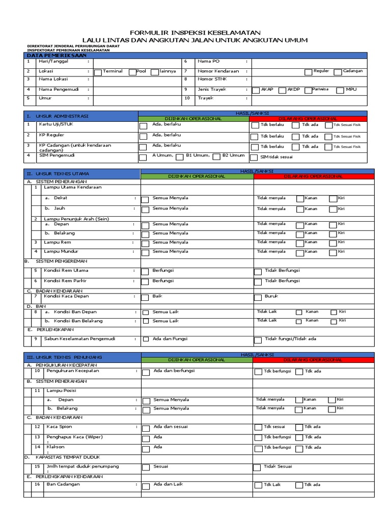 Formulir Inspeksi Keselamatan | PDF