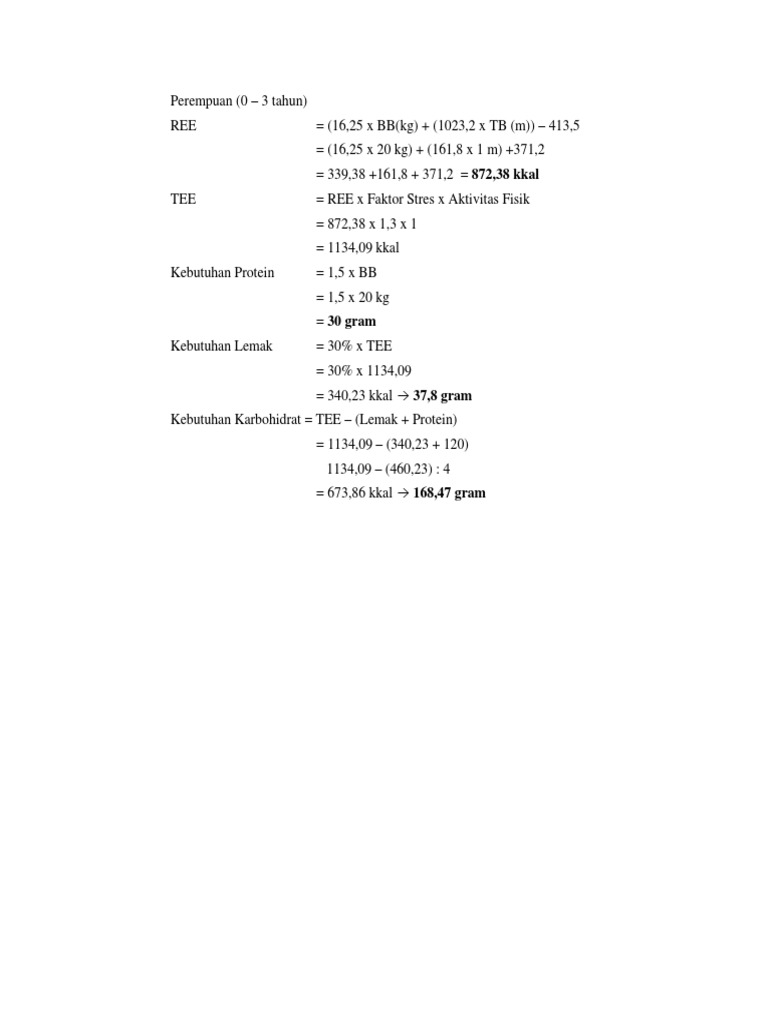 Rumus Perhitungan Kebutuhan Anak | PDF