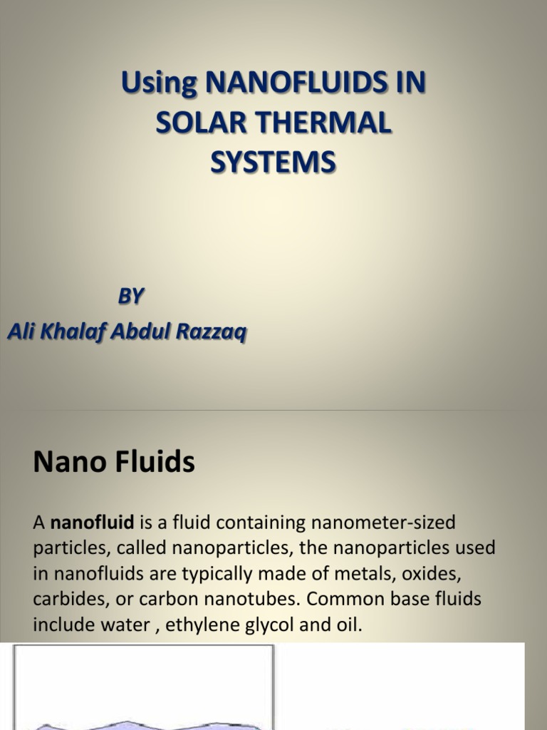 Using NANOFLUIDS in Solar Energy | PDF | Heat Transfer | Nanoparticle