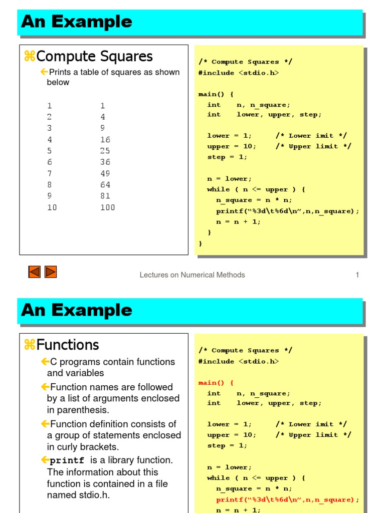 An Example: Compute Squares | PDF | Area | Data Type