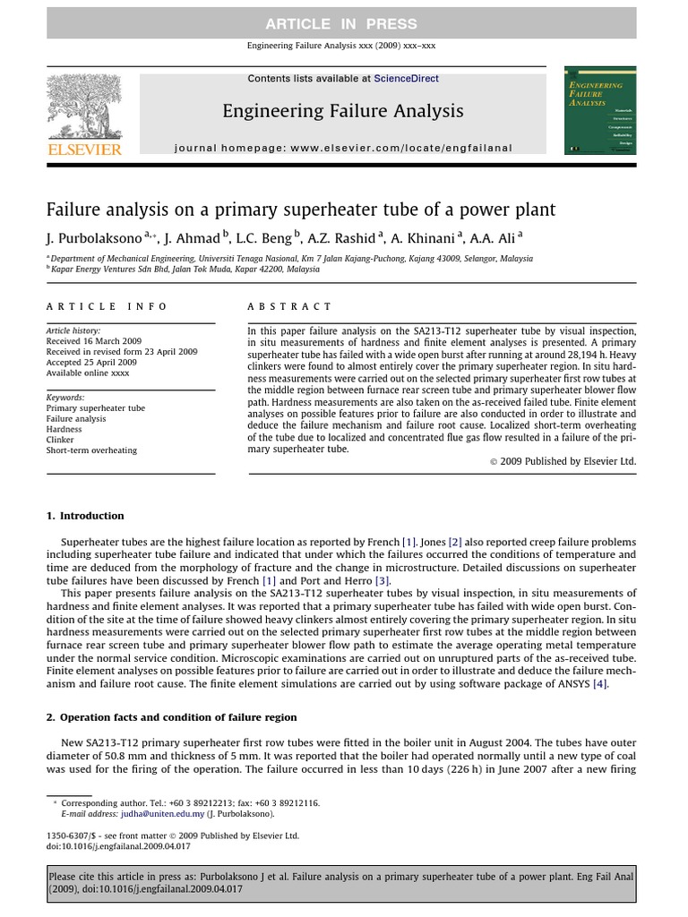 Failure Analysis On A Primary Superheater Tube of A Power Plant | PDF ...