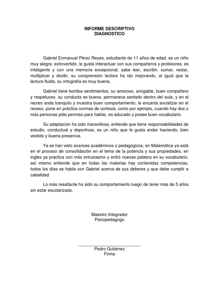 Informe Descriptivo 02 | PDF | Relaciones personales, crianza y ...