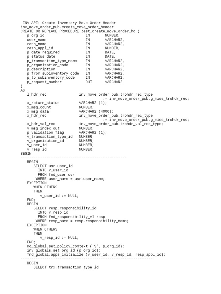 Create Inventory Move Order Header Inv Move Order Pub - Create Move Order Header | PDF | Finance ...