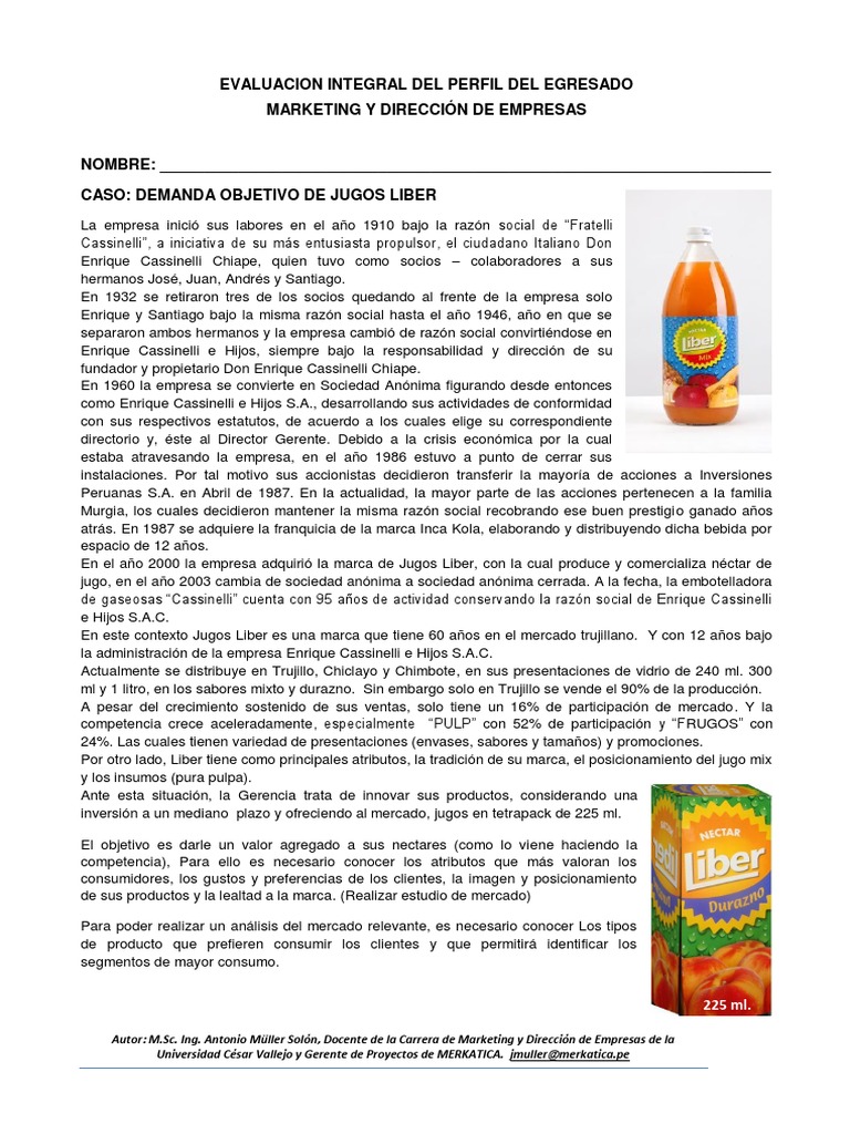 Caso Marketing Jugo Liber | PDF | Producto (Negocio) | Marketing