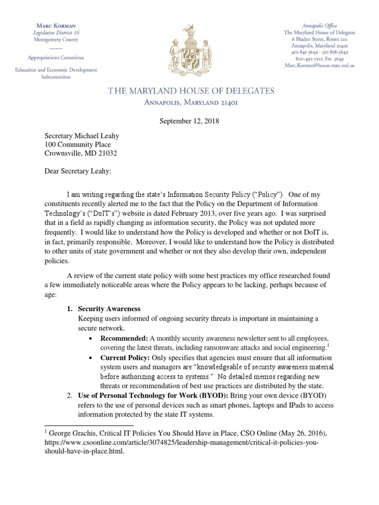 DoIT Letter To Secretary | PDF | Mobile App | Computer Security