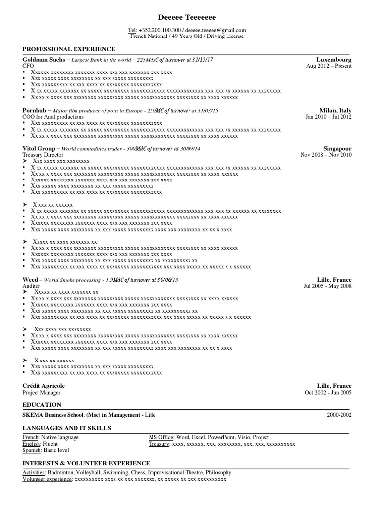 Deeeee Teeeeeee: Professional Experience Goldman Sachs - Luxembourg | PDF