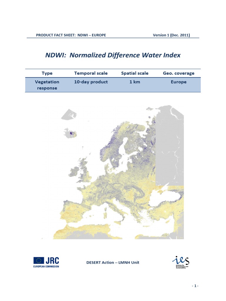 NDWI: Normalized Difference Water Index | PDF | Infrared | Water Scarcity