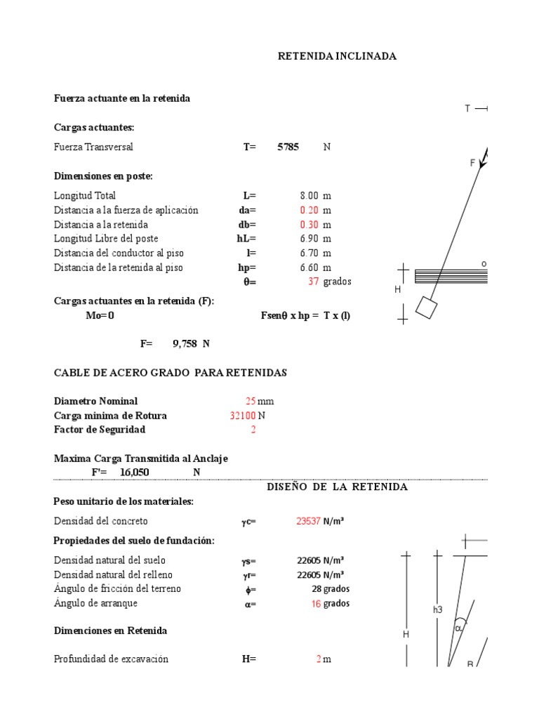 Calculo de Retenida | PDF | Ingeniero civil | Ingeniería mecánica