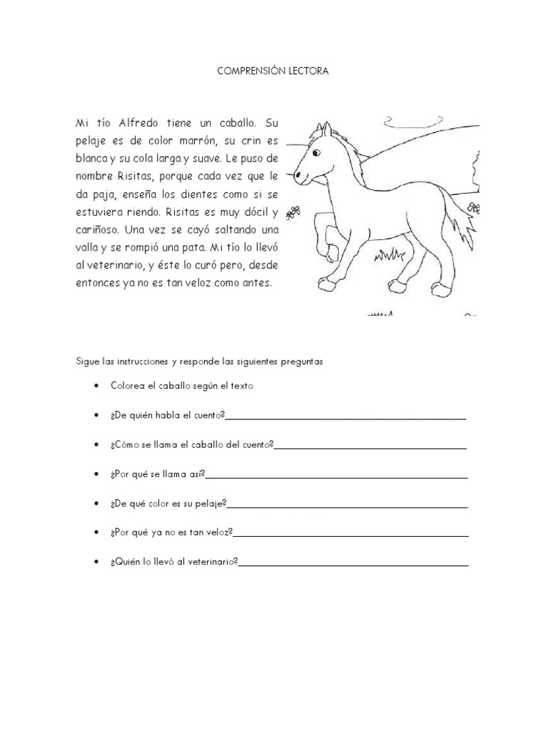 Comprensión Lectora Caballo | PDF