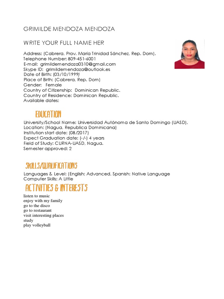 Modelo Resume For Swat 2019 Grimilde Mendoza | PDF