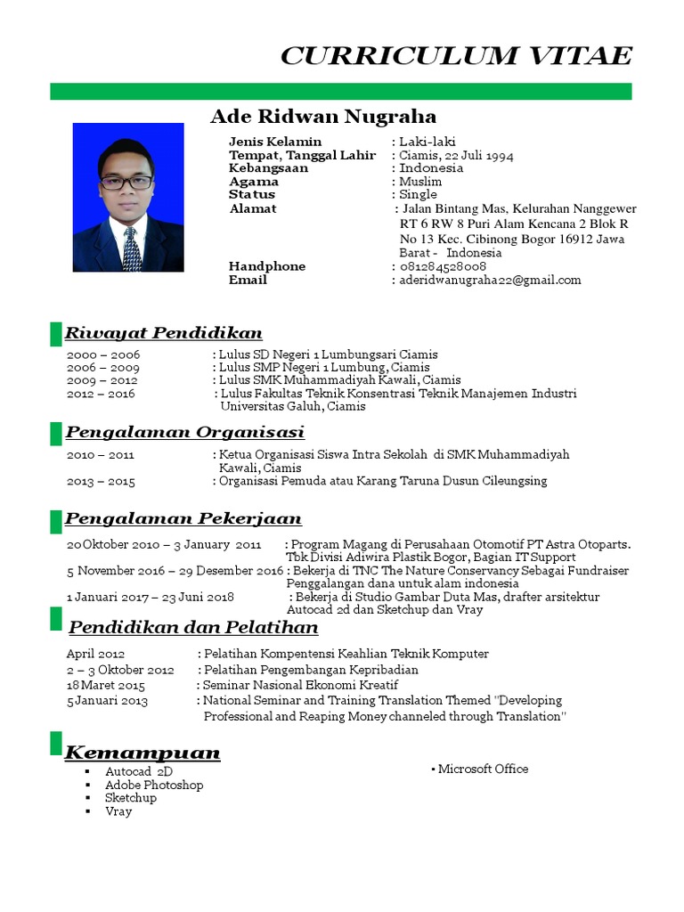 CV Ade Ridwan Nugraha (Indonesia) New | PDF