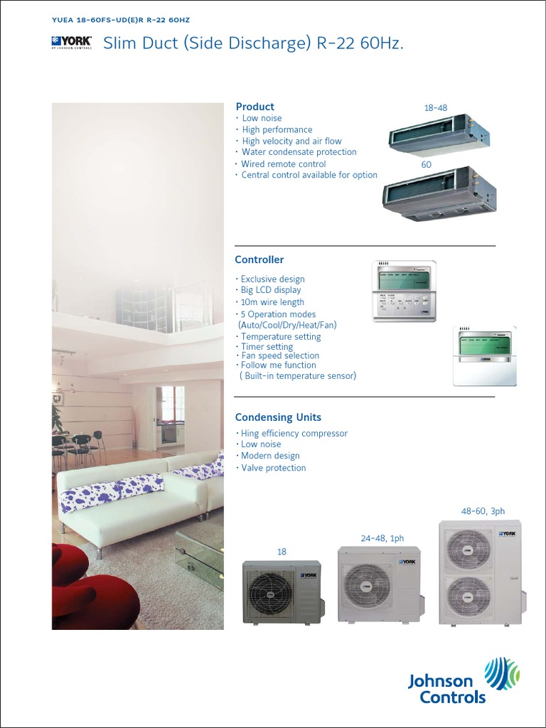 Specification Sheet for Slim Duct R-22 Air Conditioning Systems Ranging ...