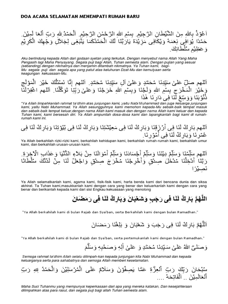 Doa Acara Selamatan Menempati Rumah Baru | PDF | Keyakinan dan Doktrin ...