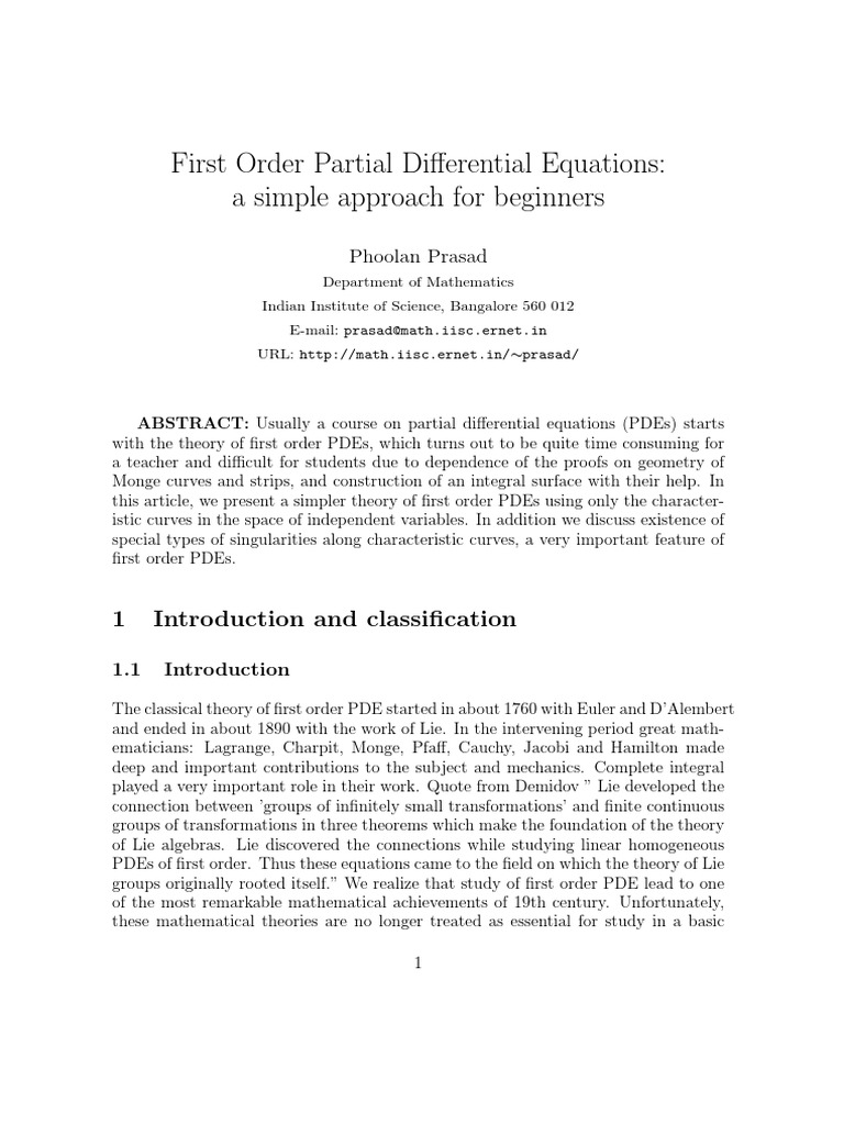 A Simpler Approach to Understanding First Order Partial Differential ...