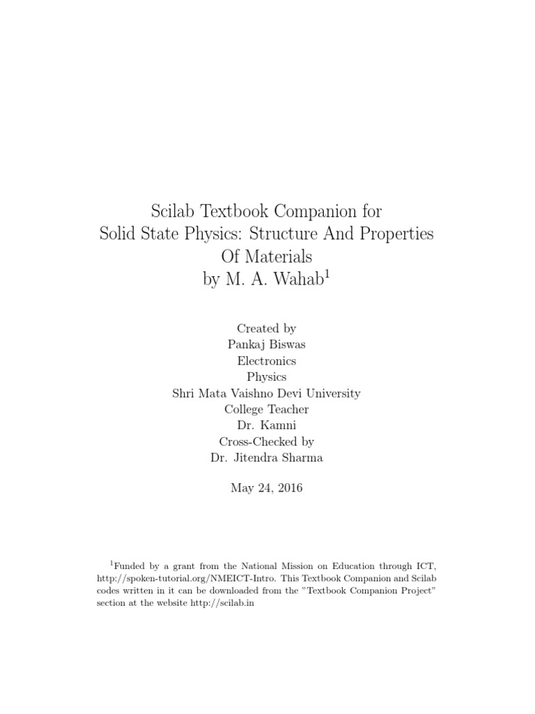 Solid State Physics - Structure and Properties of Materials | PDF ...