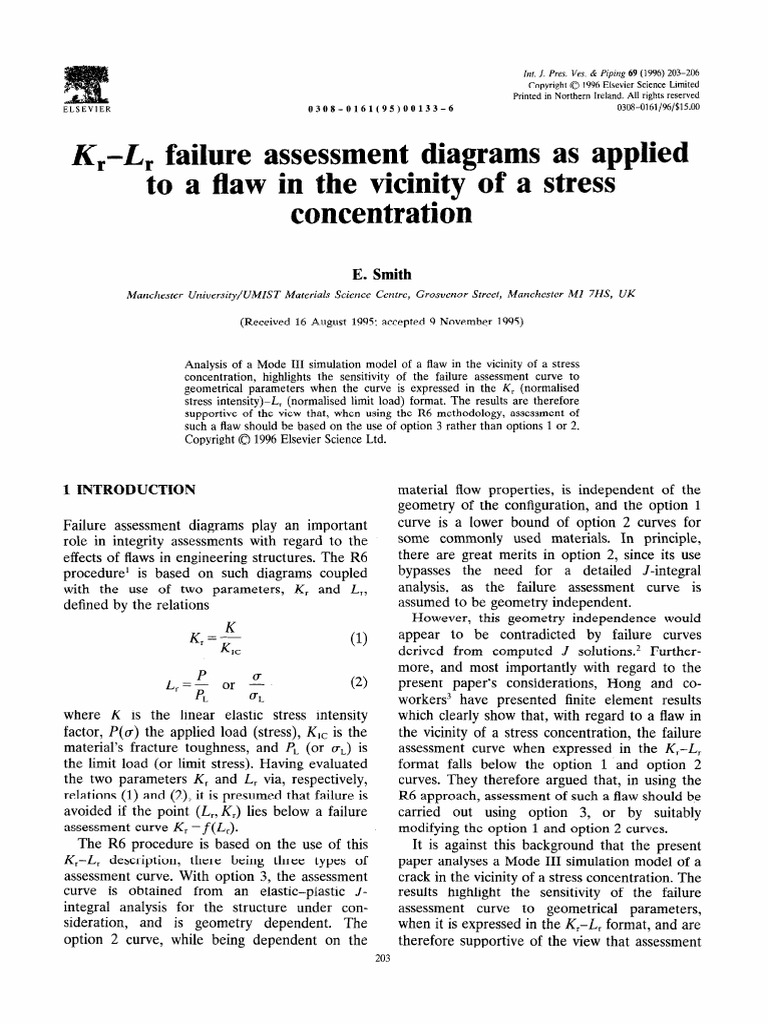 I,, Failure Assessment Diagrams As Applied To A Flaw in The Vicinity of ...