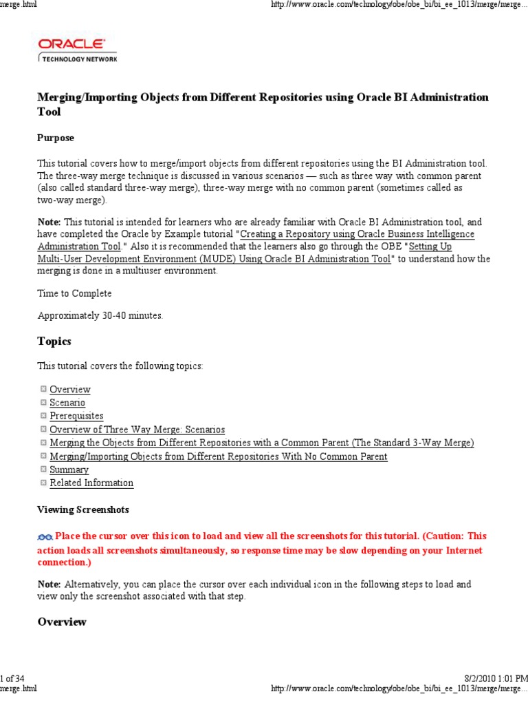 Merging/Importing Objects From Different Repositories Using Oracle BI ...