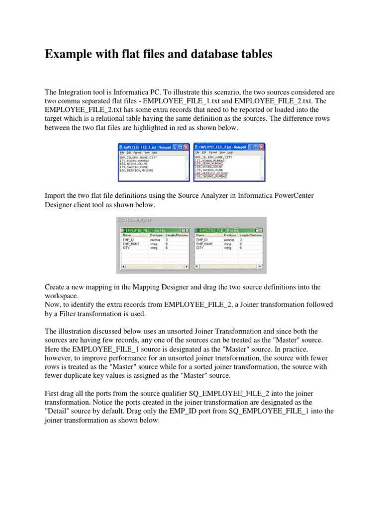 Example With Flat Files and Database Tables | PDF | Data Management Software | Software Engineering