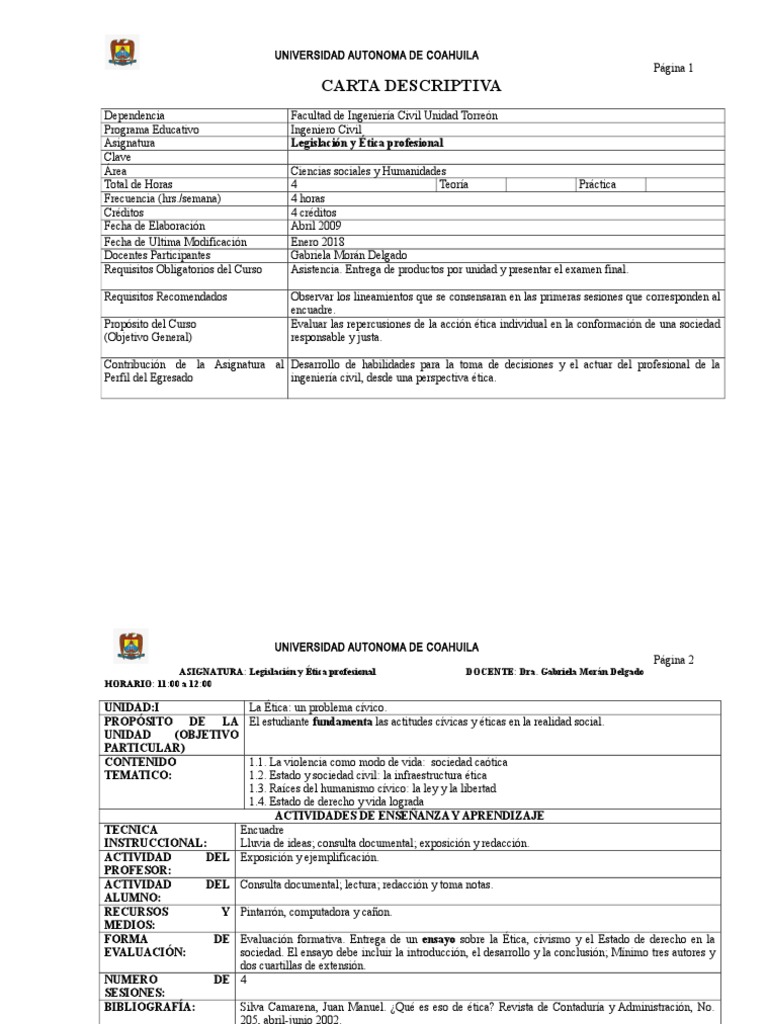 Formato de Carta Descriptiva | PDF | Evaluación | Maestros