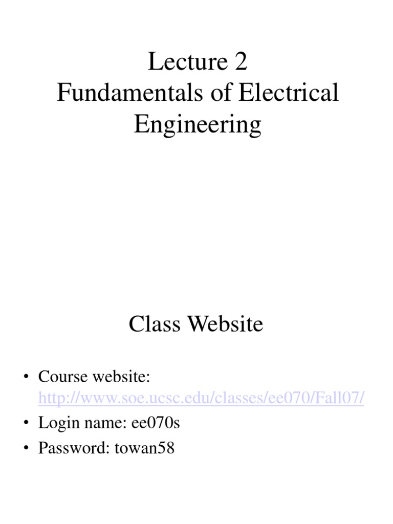 Fundamentals of Electrical Engineering | PDF | Electric Current | Voltage