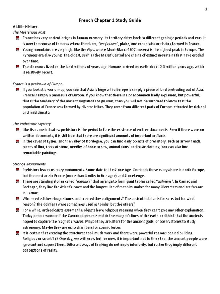 French Chapter 1 Study Guide | PDF | France | Nature
