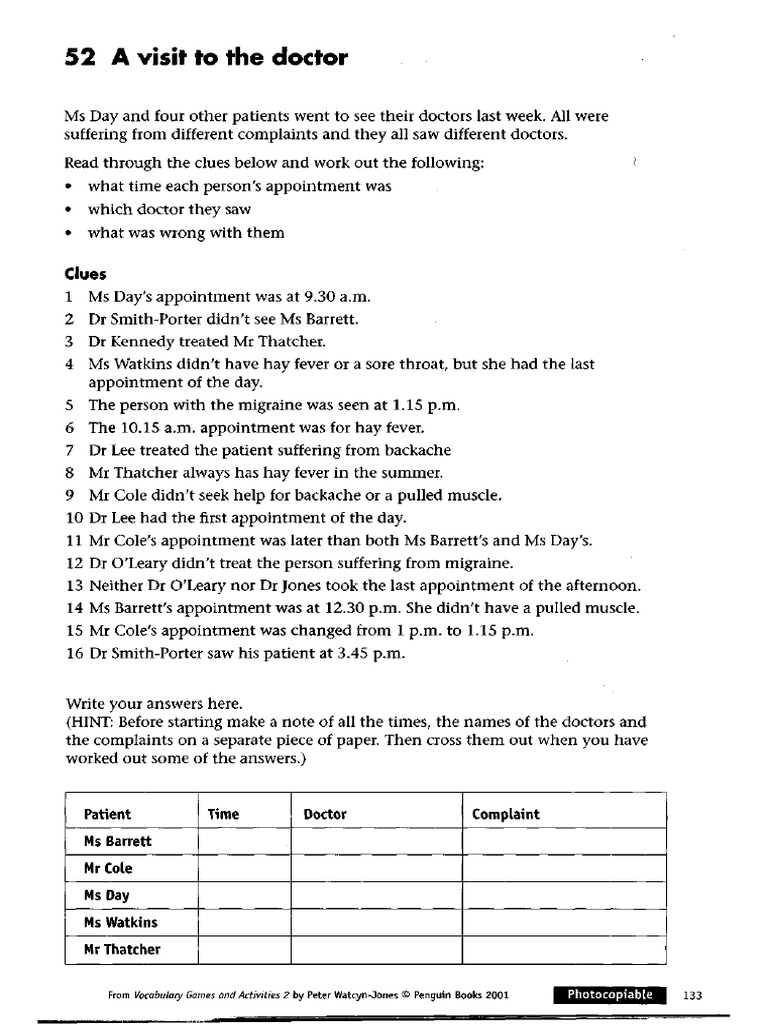 A Visit To The Doctor | PDF