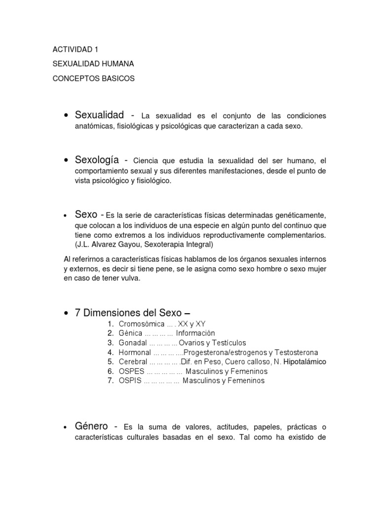 Conceptos básicos sobre sexualidad humana | PDF | La sexualidad humana | Género