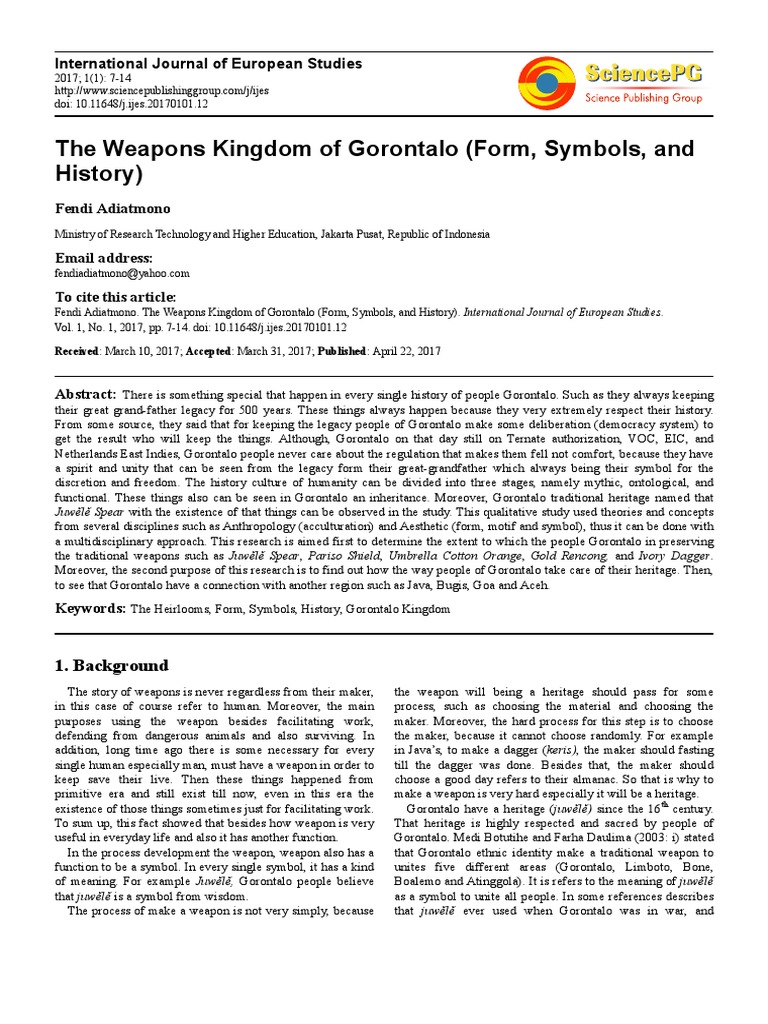 The Weapons Kingdom of Gorontalo (Form, Symbols, and History) | PDF ...