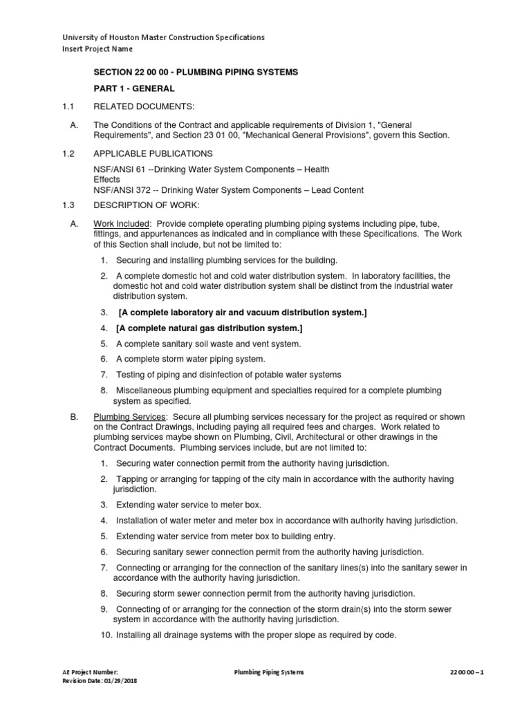 Division 22 - Plumbing | Download Free PDF | Plumbing | Pipe (Fluid ...