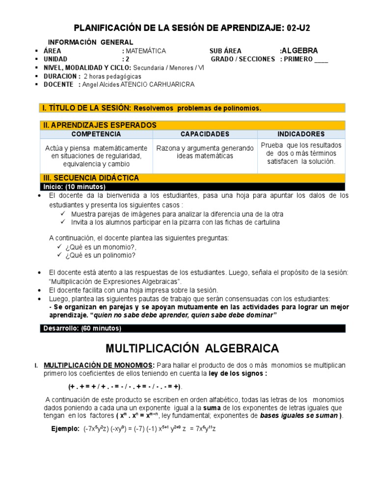 Sesion Jec | PDF | Multiplicación | Maestros