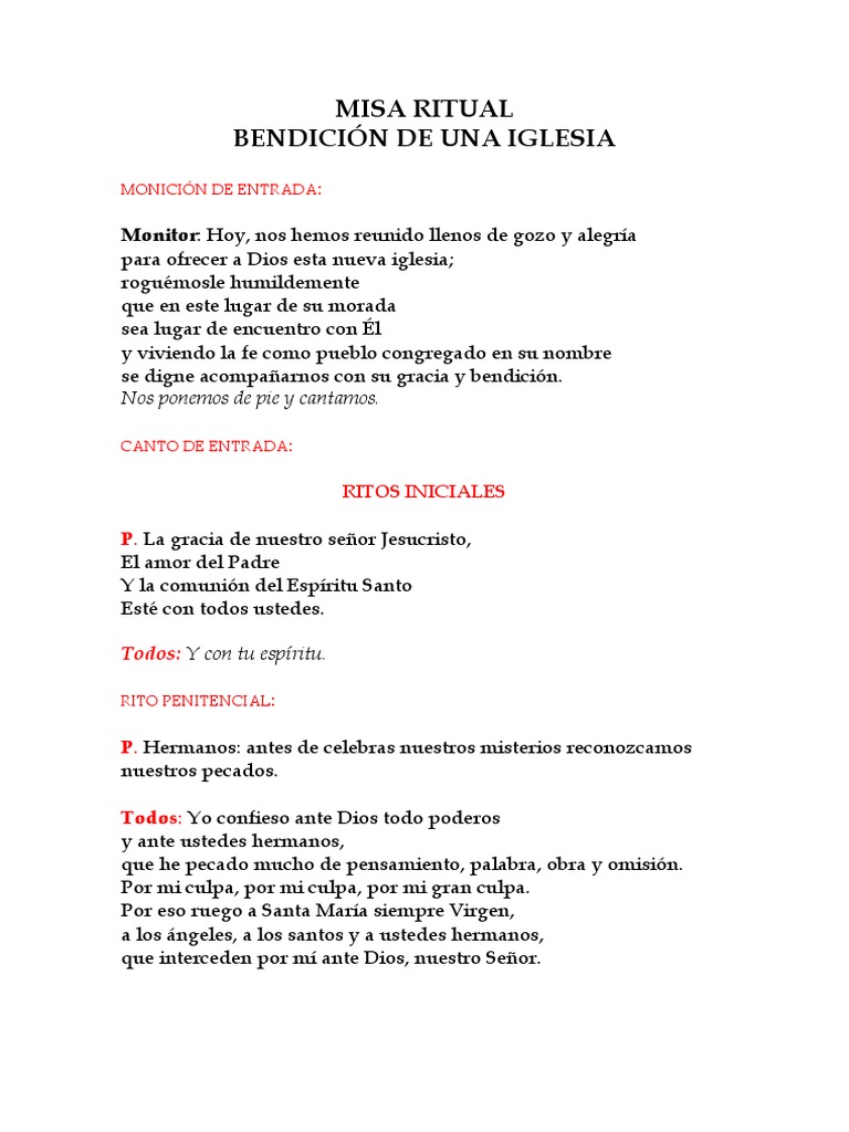 Ritual de Bendición de Una Iglesia | PDF | eucaristía | Misa (liturgia)