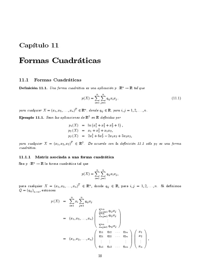 Formas Cuadráticas PDF | PDF | Matriz (Matemáticas) | Valores propios y ...