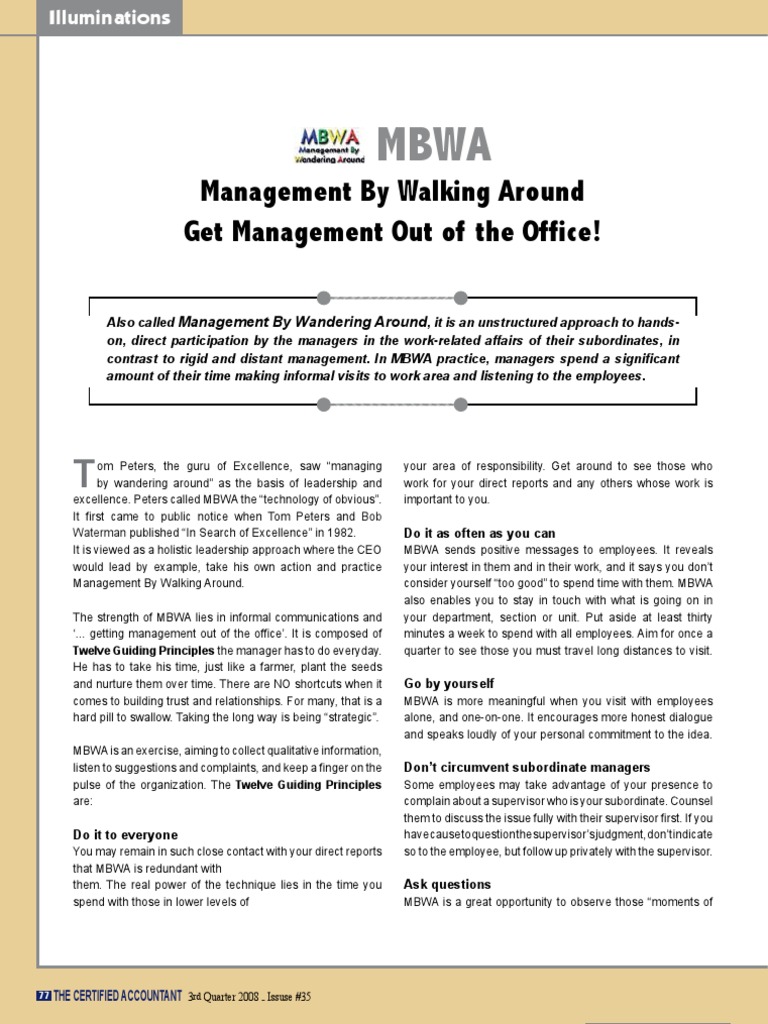 Management By Walking Around Guide | PDF | Psychology | Psychological ...