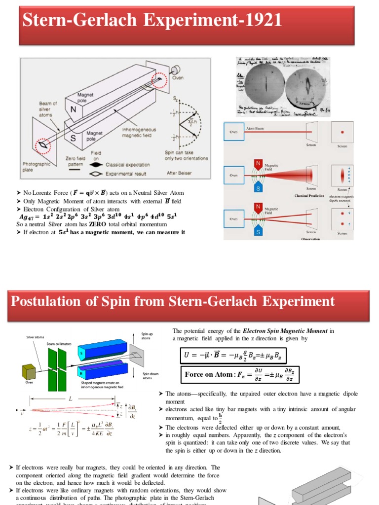Stern-Gerlach Experiment-1921 | PDF | Spin (Physics) | Electron