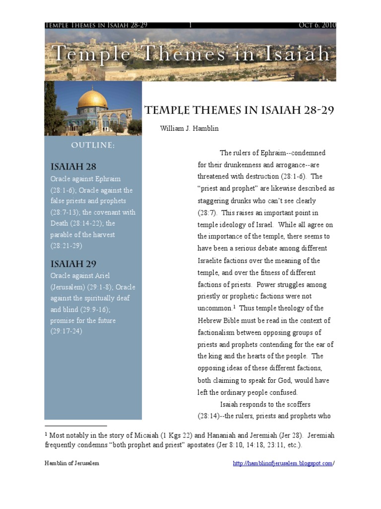 Temple Themes in Isaiah 28-29 | PDF | Book Of Isaiah | Jeremiah