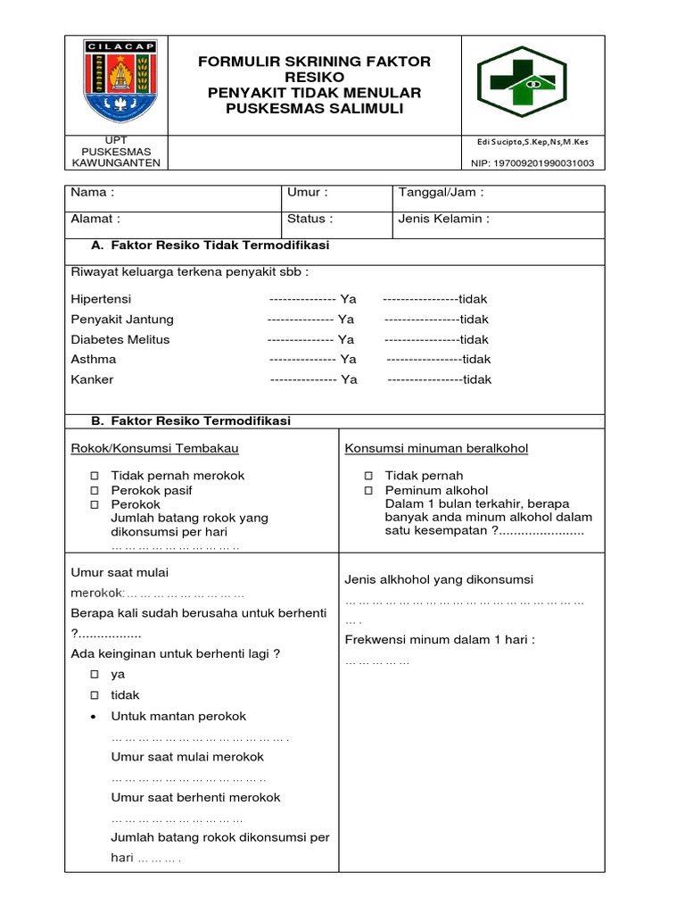 Formulir Skrining PTM | PDF