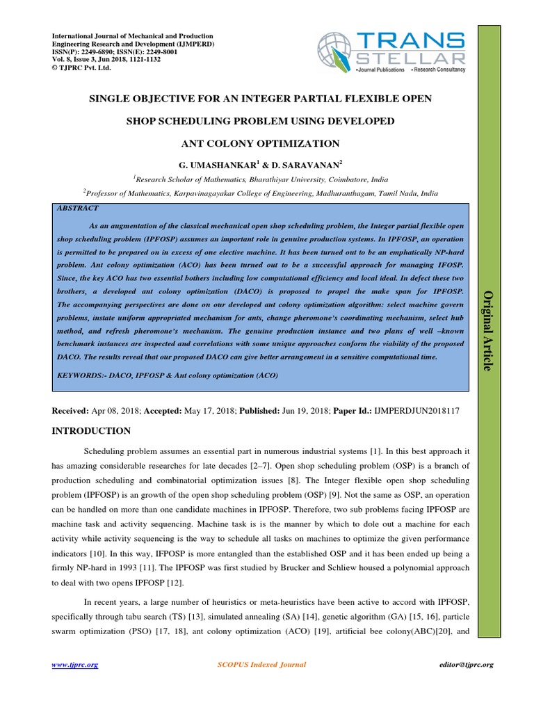 Single Objective For An Integer Partial Flexible Open Shop Scheduling ...