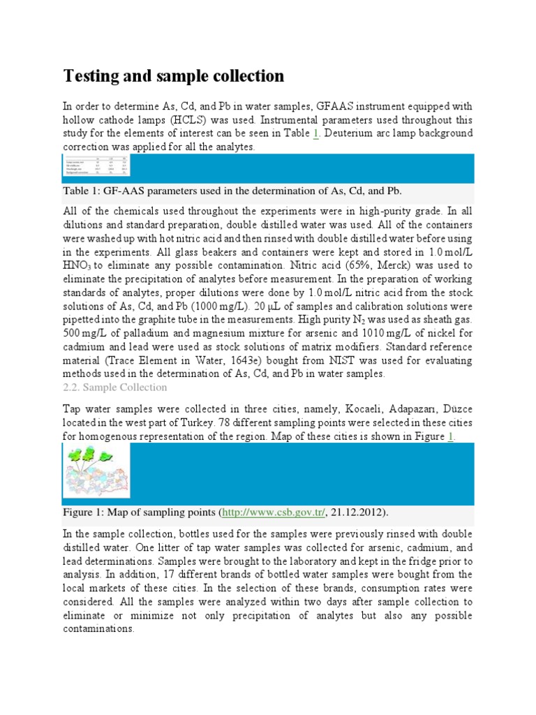 Testing and Sample Collection For Heavy Metals | PDF | Atomic ...