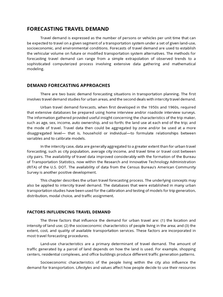 Forecasting Urban Travel Demand: A Four-Step Process Using Trip ...