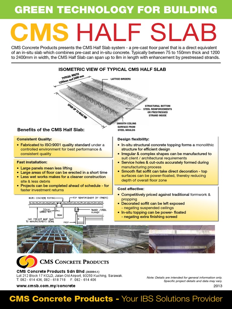 CMS Half Slab PDF | PDF | Precast Concrete | Concrete