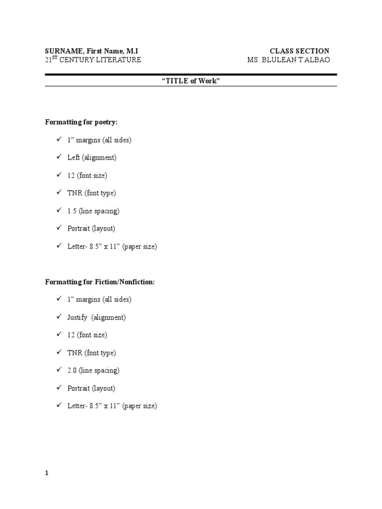 SURNAME, First Name, M.I Class Section | PDF | Typography | Text