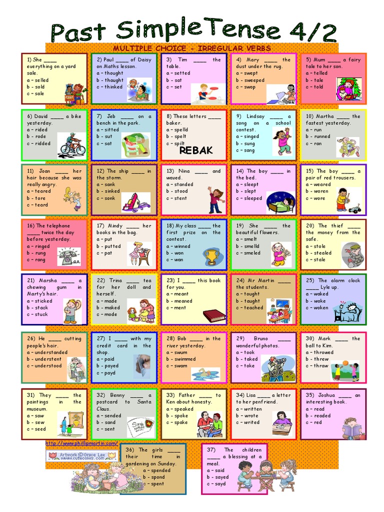 Past Simple Tense 42 Irregular Verbs Part 2 Multip - 4919 | PDF