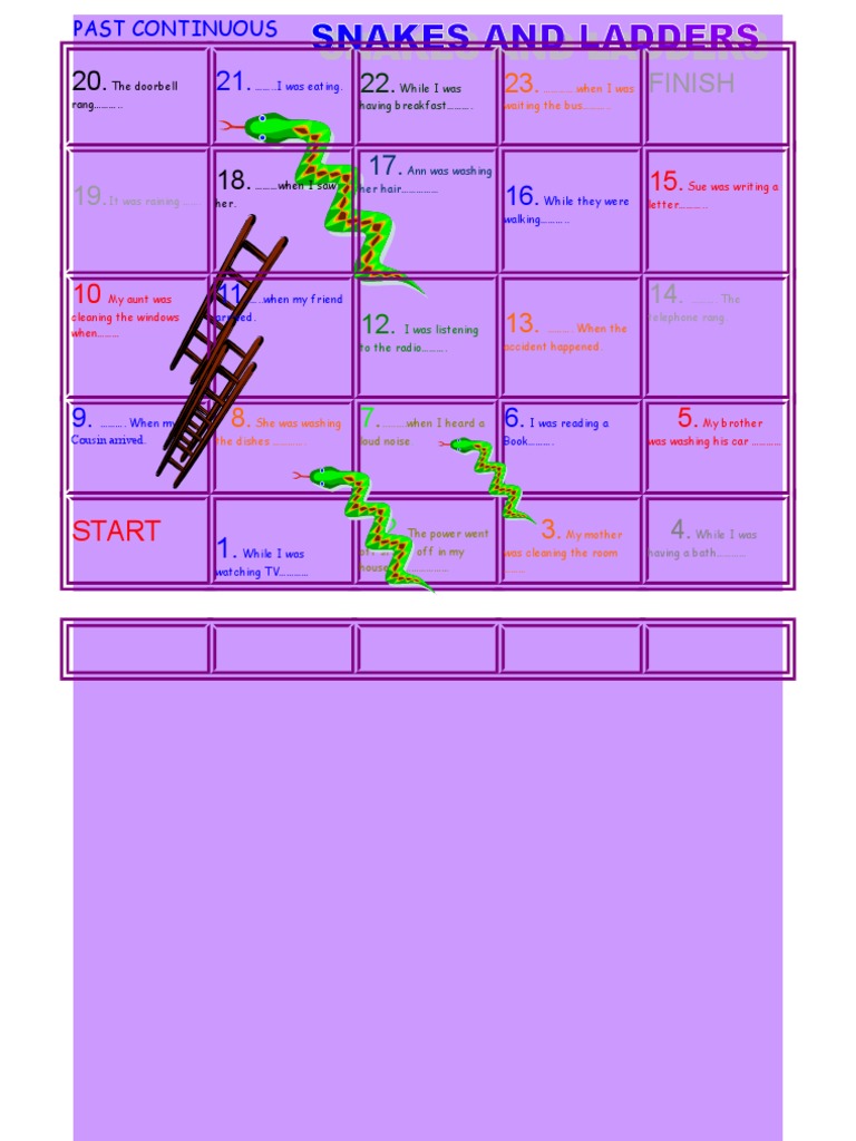 Snakes and Ladders Past Continuous | PDF