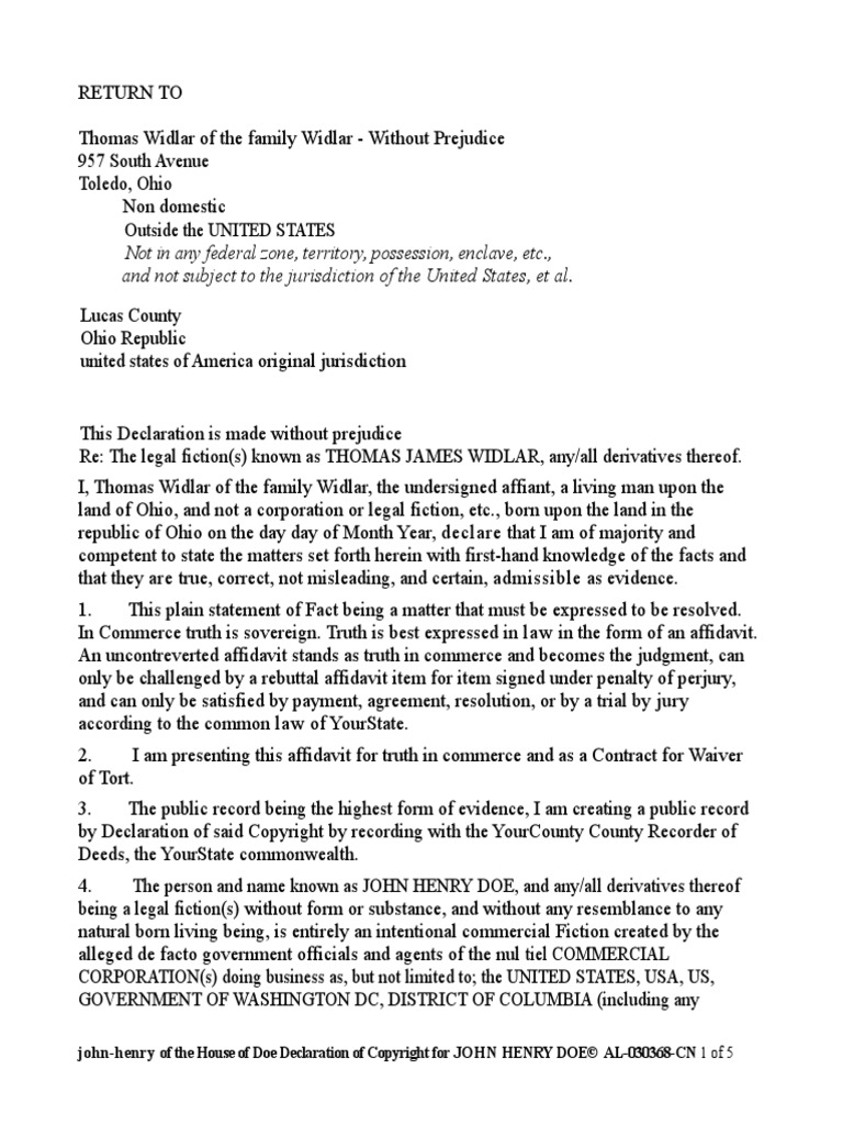 Declaration of Copyright | PDF | Affidavit | Government