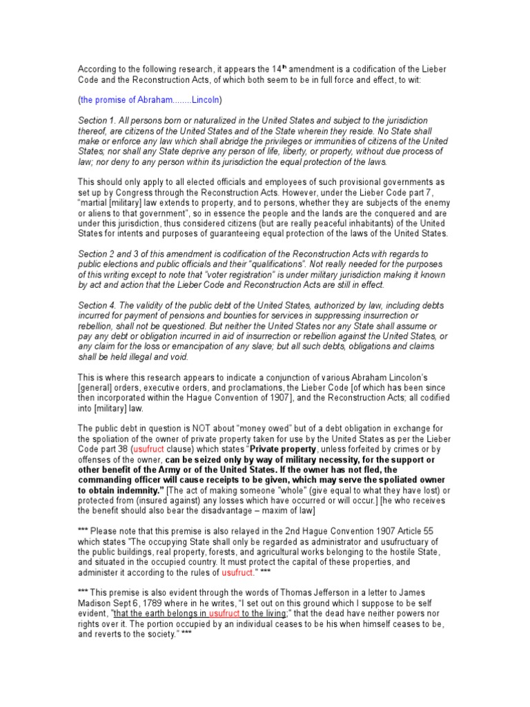 Read2nd 14thamendmentoverview | PDF | Fourteenth Amendment To The ...